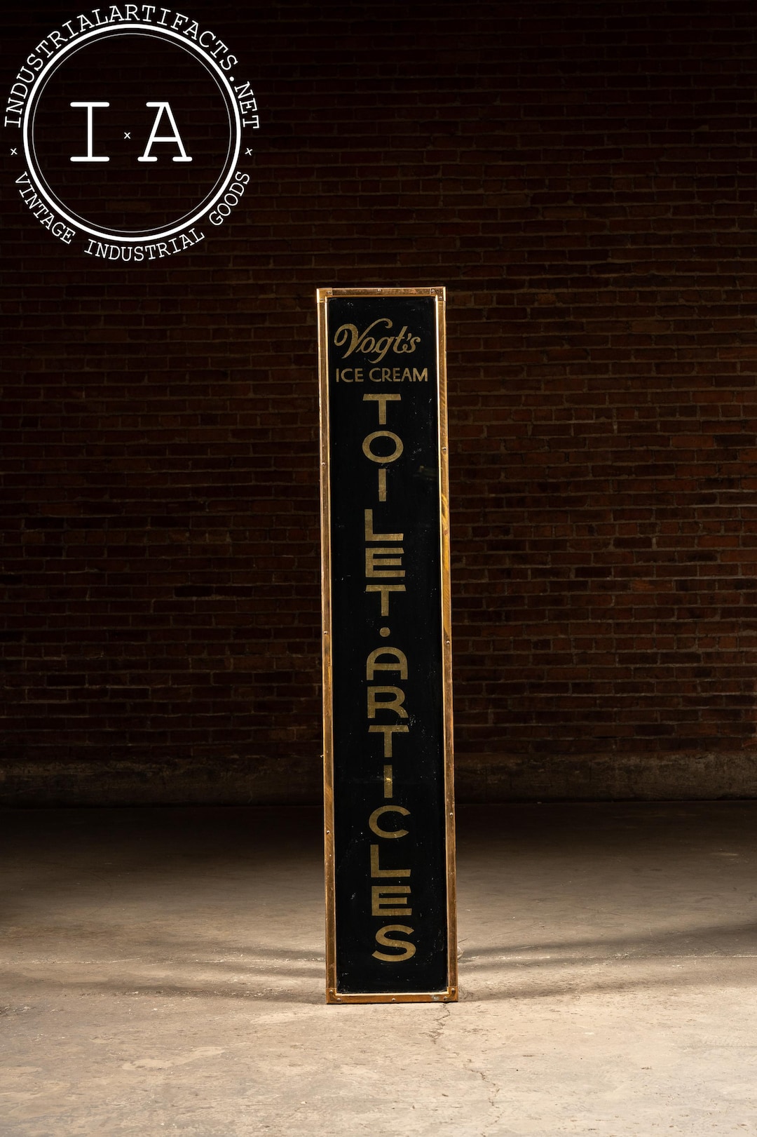 Early Gold Leaf Reverse on Glass Vogt's Ice Cream Sign - Etsy