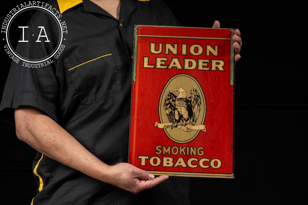 Vintage Union Leader Tobacco Tin Litho Sign - Etsy