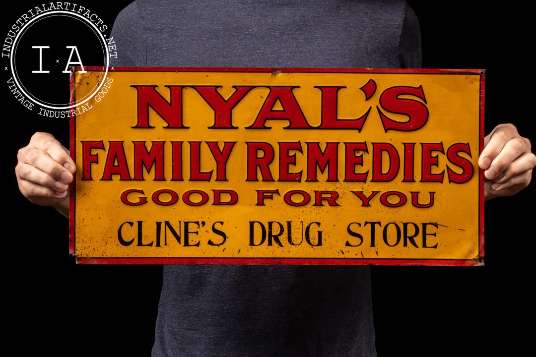 Vintage Embossed Tin Cline's Drug Store Sign - Etsy