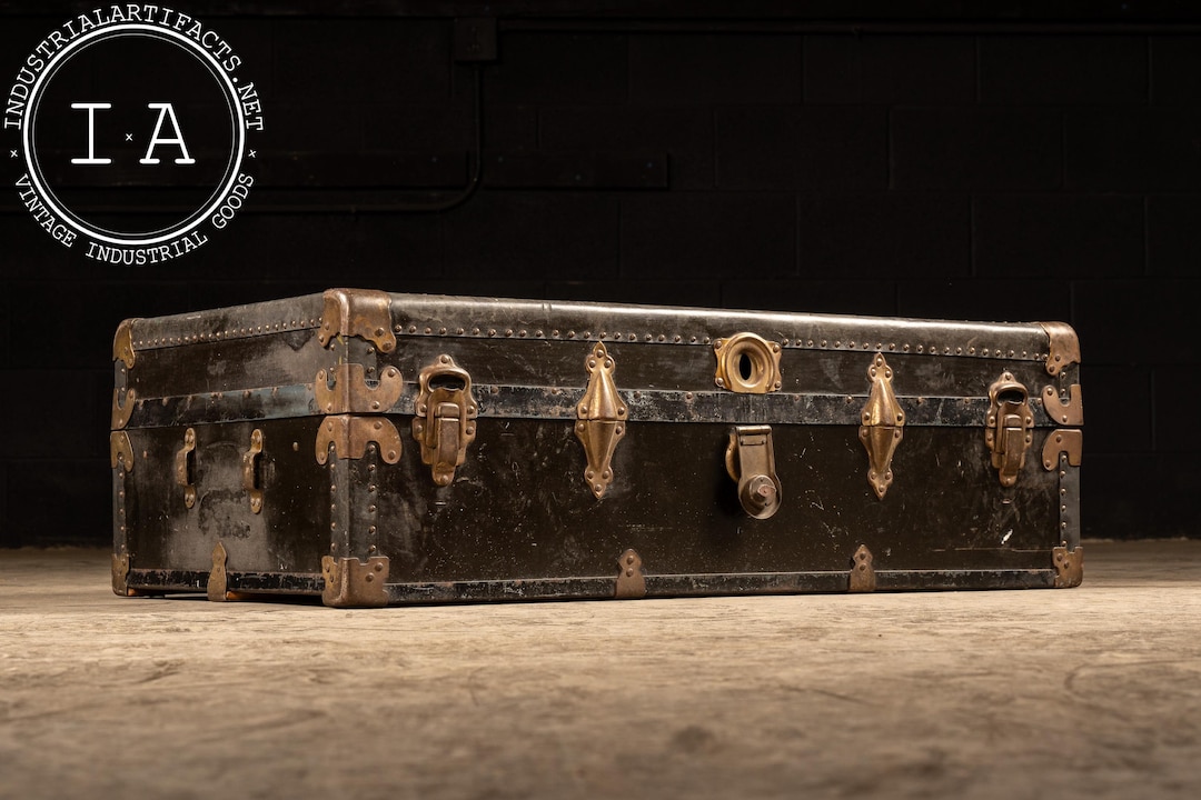 Antique Black Trunk - Etsy