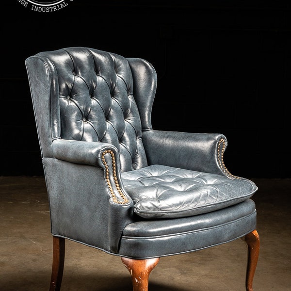 Blue Wingback Chair - Etsy