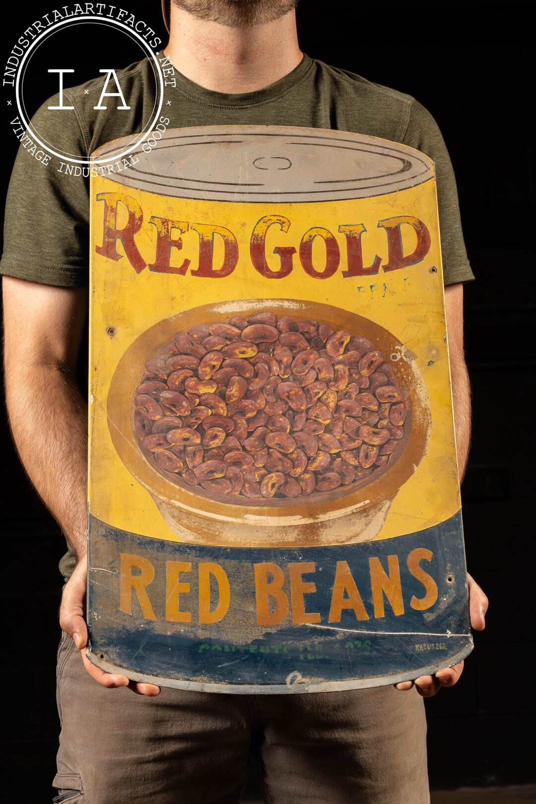 Heavy Painted Steel Red Gold Advertising Sign - Red Beans - Etsy