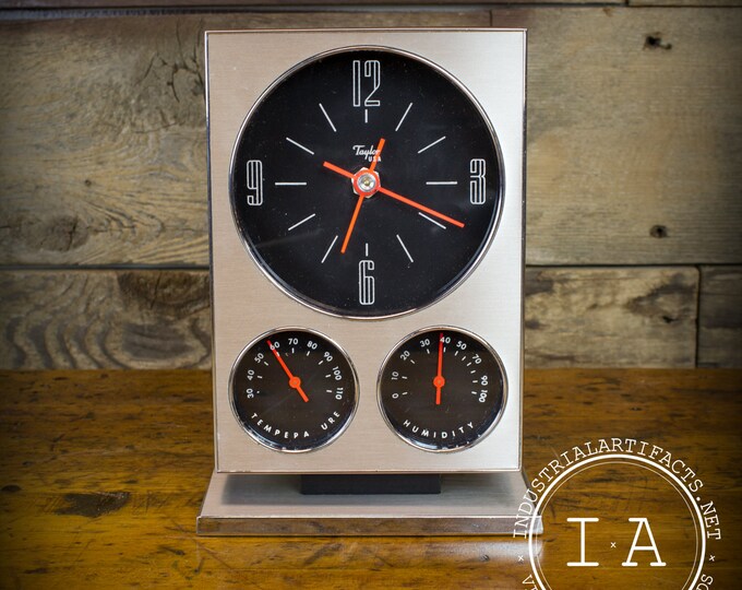 Vintage Industrial Taylor Executive Desk Clock Humidity Gauge - Etsy