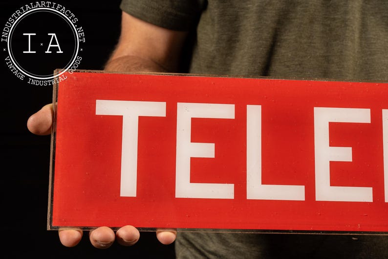 Vintage Glass Payphone Sign in Red - Etsy