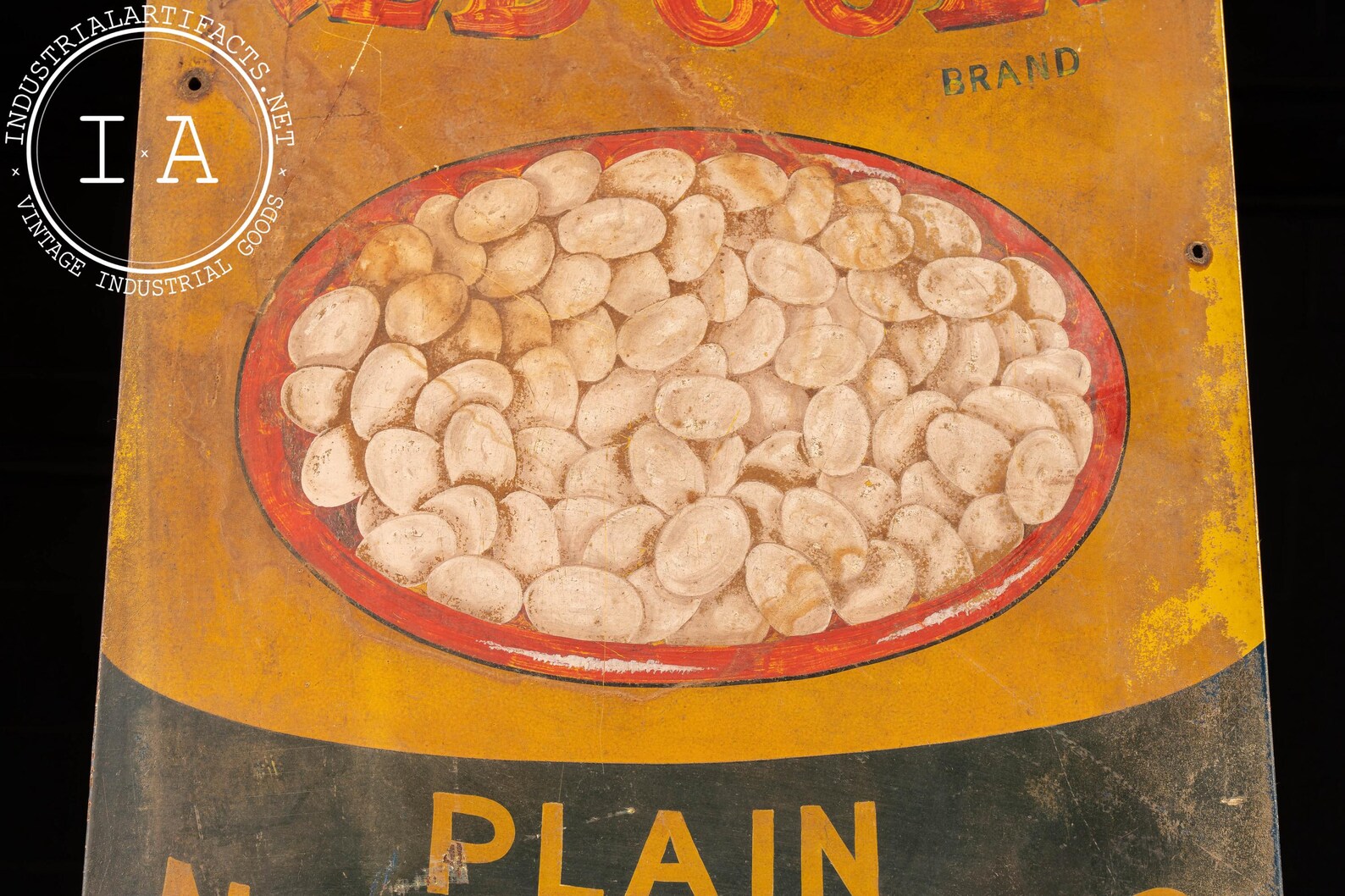 Heavy Painted Steel Red Gold Advertising Sign - Navy Beans - Etsy