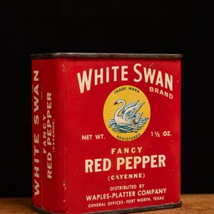Vintage White Swan Red Pepper Litho Tin - Etsy