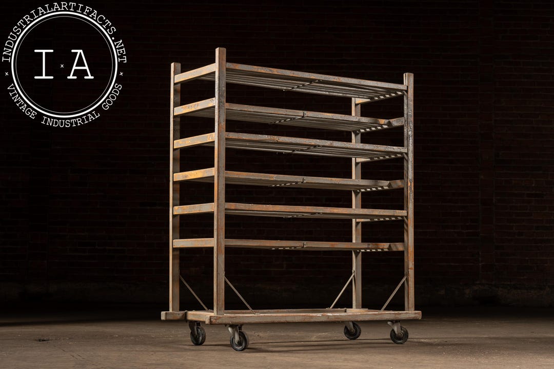 Early Industrial Wood Rolling Drying Rack With Steel Hardware - Etsy