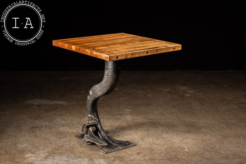 Vintage Cast Iron Machine Base Pub Table - Etsy