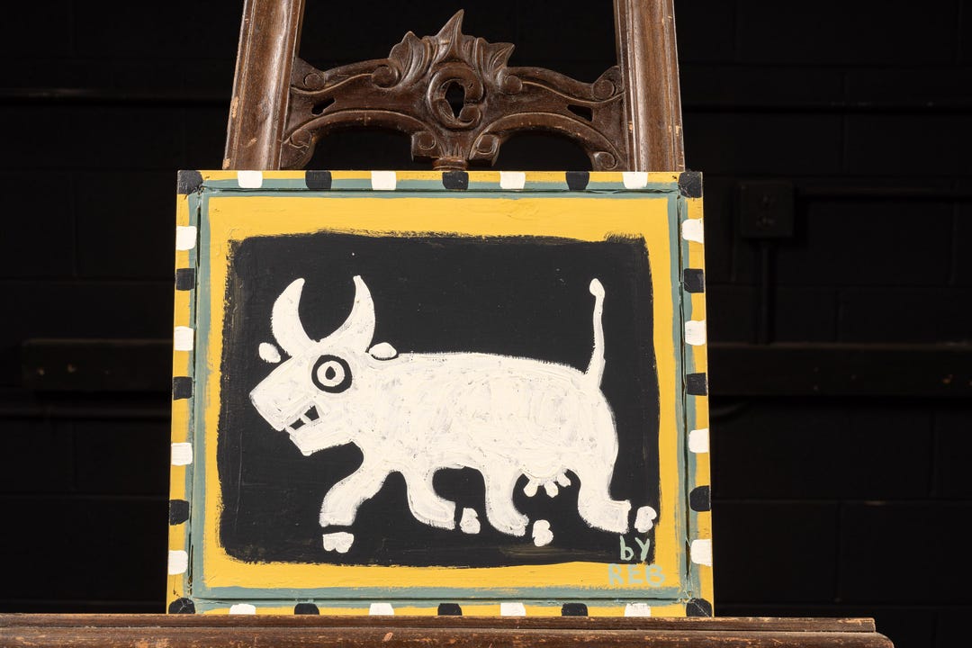 Chalkboard Cow | Acrylic on Board Folk Art Piece - Etsy