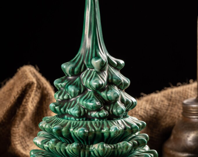 Vintage Ceramic Christmas Tree Lighter and Ashtray Set - Etsy