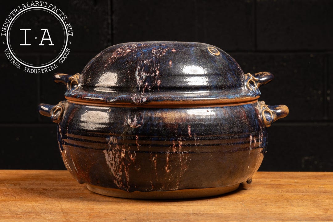 Vintage Lidded Stoneware Roaster - Etsy