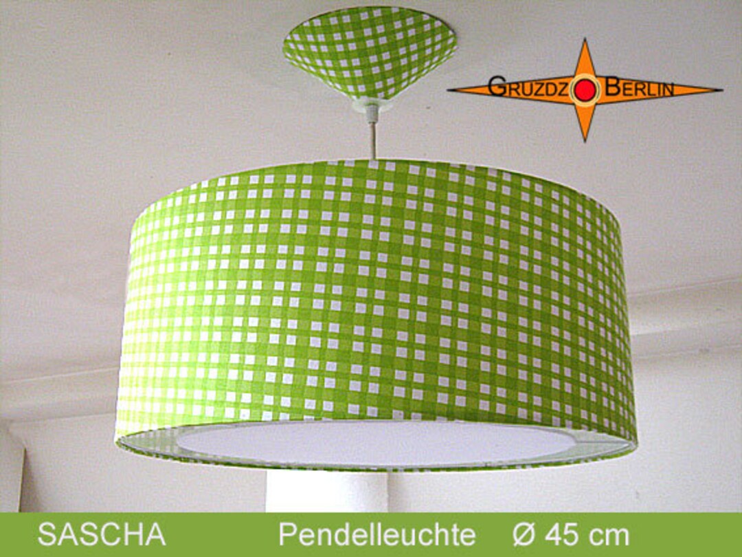 Green Pendant Lamp Checkered SASCHA Ø45 Cm Hanging Lamp With Diffuser ...