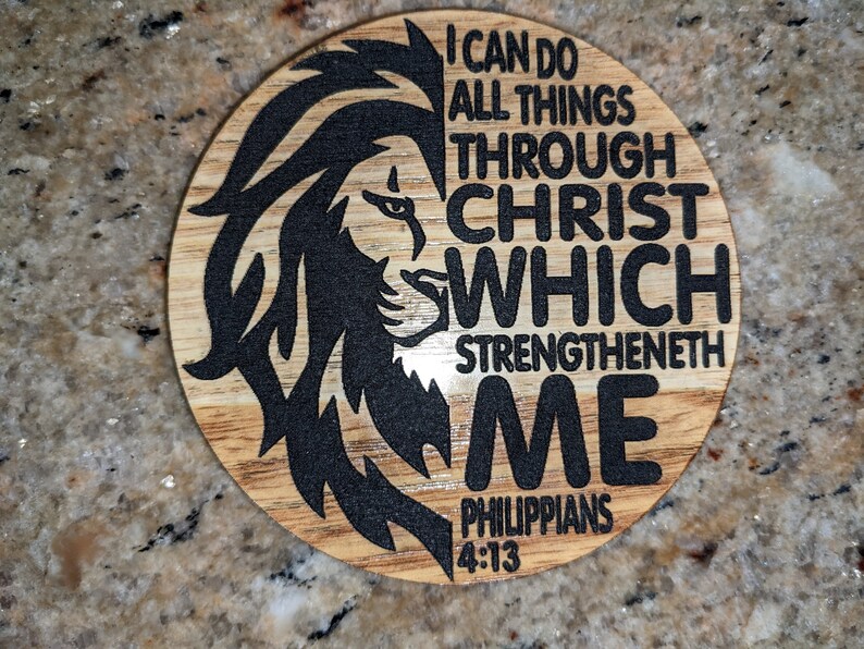 Set of 4 Bible Verse Religious Themed Laser Engraved Coasters 3.5 Round ...