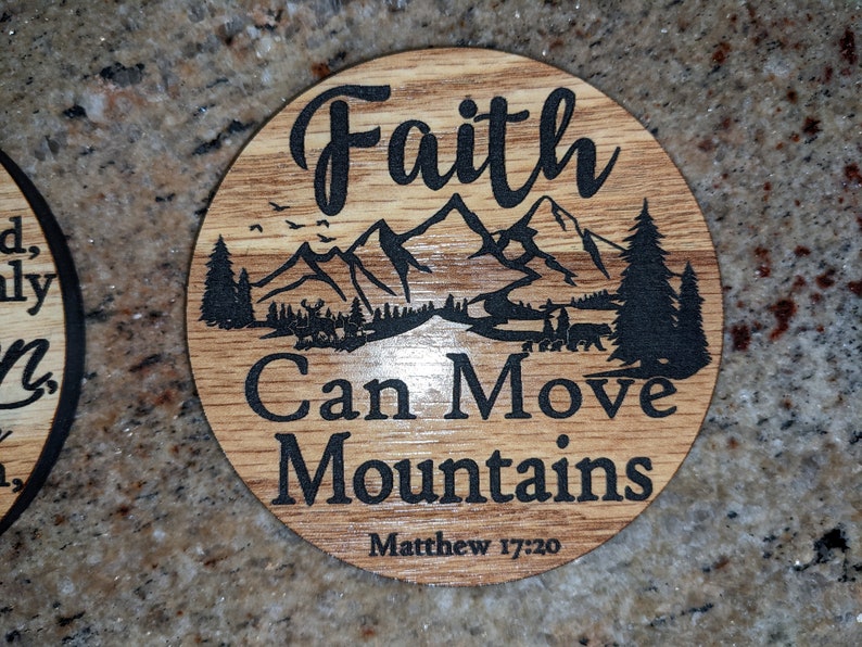 Set of 4 Bible Verse Religious Themed Laser Engraved Coasters 3.5 Round ...