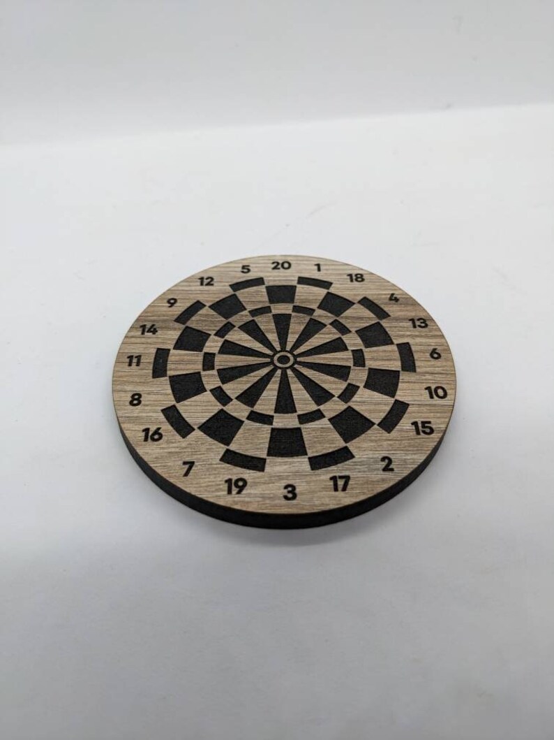 Set of 4 Laser Engraved Dartboard Themed Coasters - 3.5" Round, Darts ...