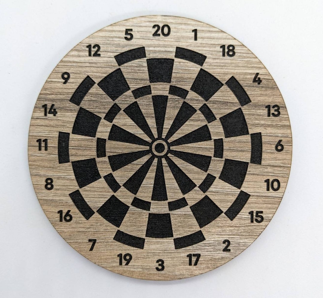 Set of 4 Laser Engraved Dartboard Themed Coasters - 3.5" Round, Darts ...