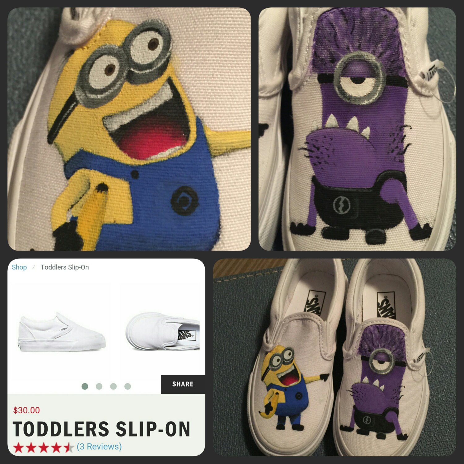 Custom Hand Painted Minion Inspired Toddler/kids VANS | Etsy