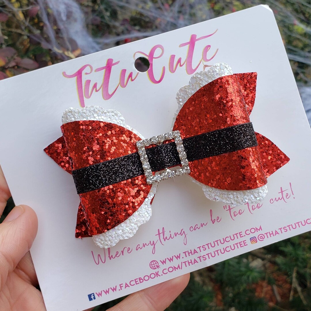 Santa Belt Hairbow Bow, Santa Hair Bow, Christmas Hair Bow, Santa ...
