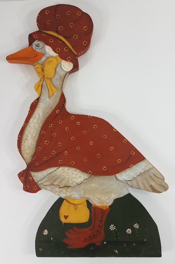 Hand Painted Mother Goose Wood Cutout Hanging Wooden Plaque | Etsy