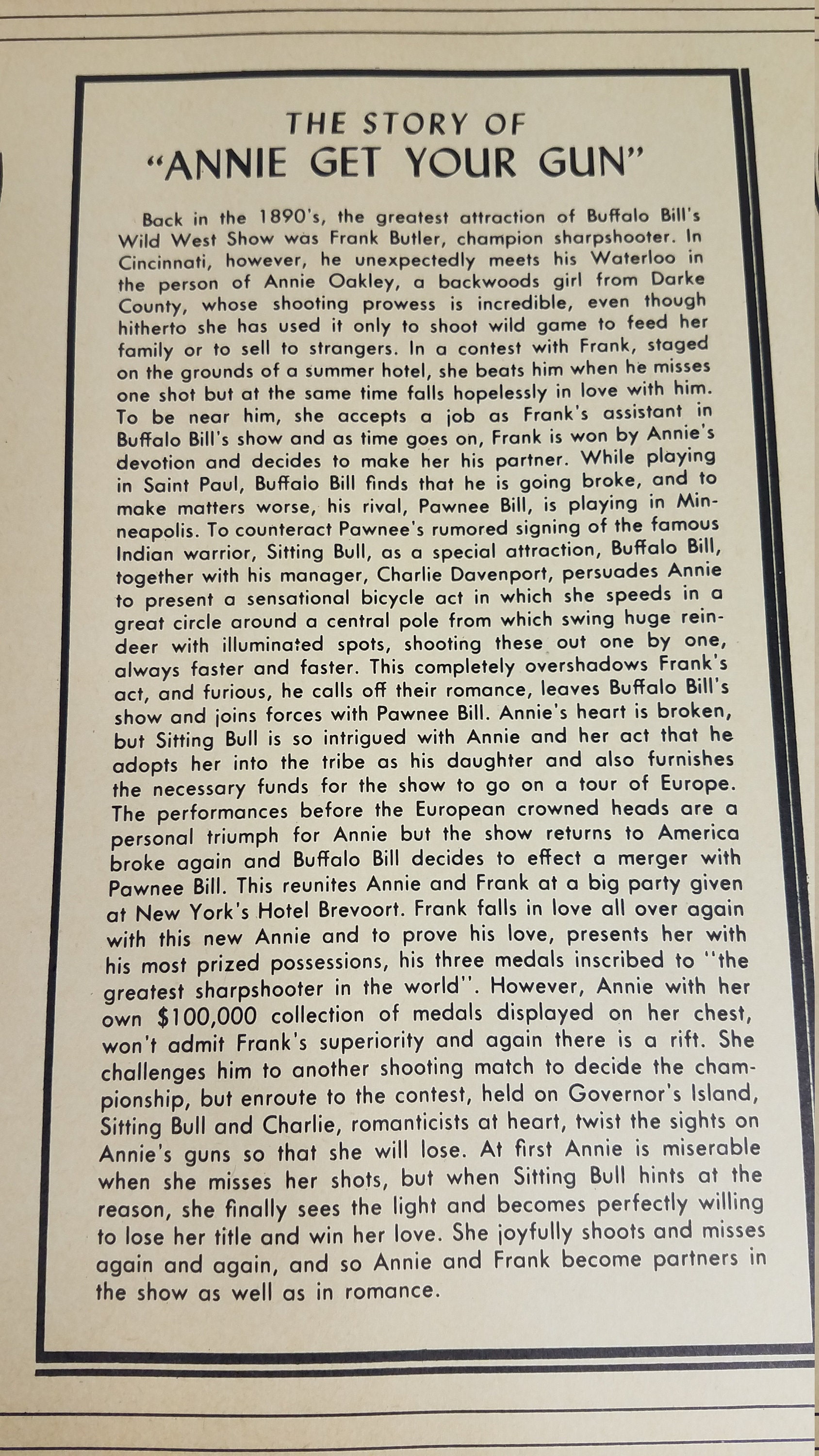 Annie Get Your Gun Indiana State Fair Musical Play Program Booklet ...