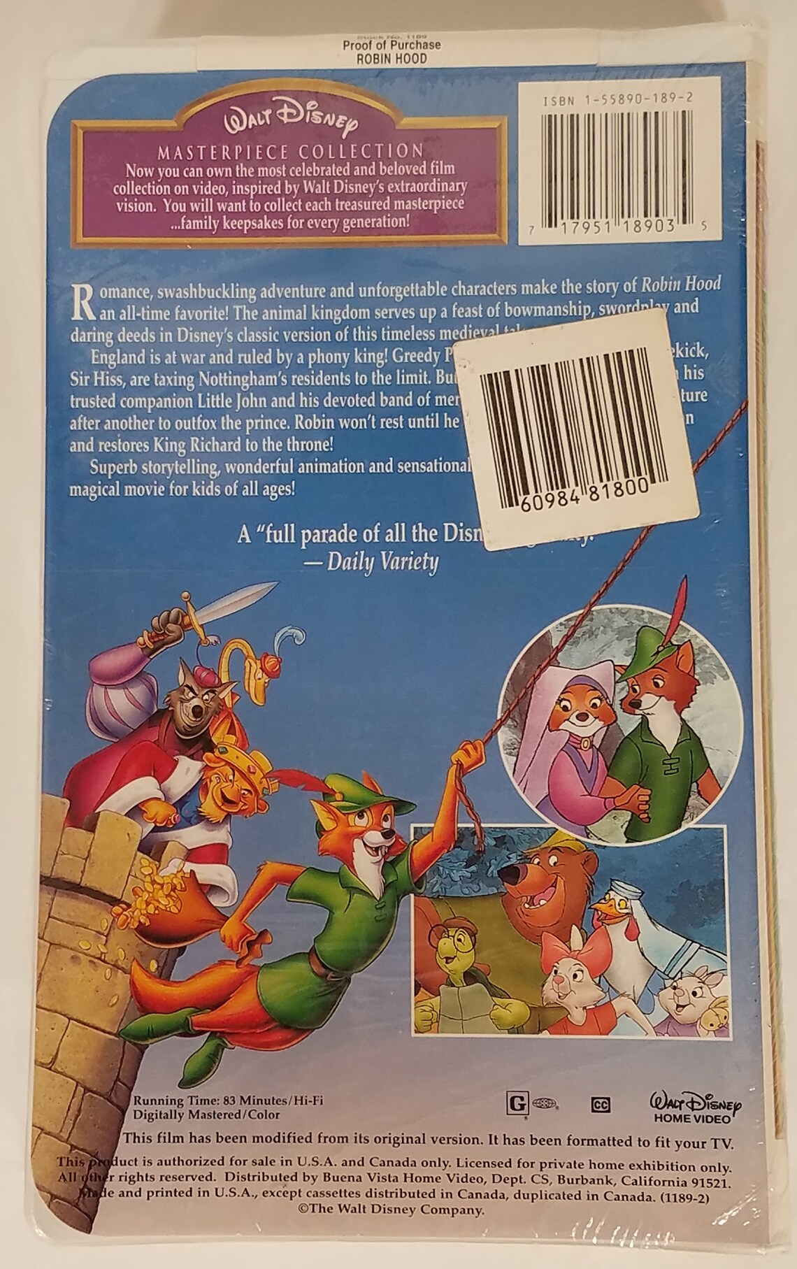 Nip Disney Robin Hood Masterpiece Collection Vhs Video | Etsy