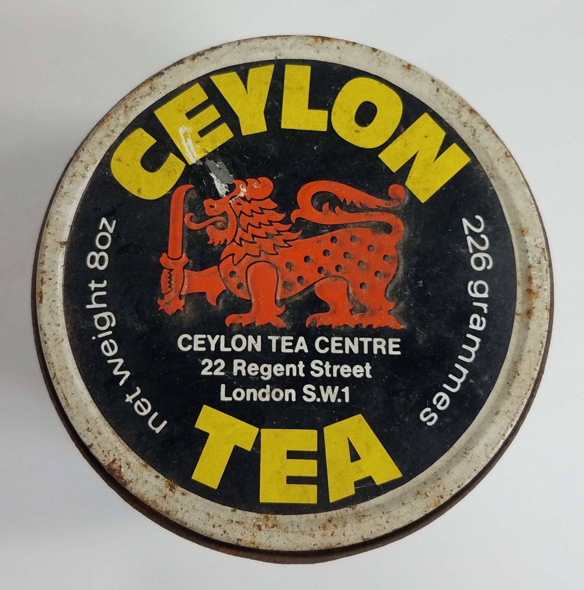 Ceylon Tea distressed round collectible 4 inch tin container | Etsy