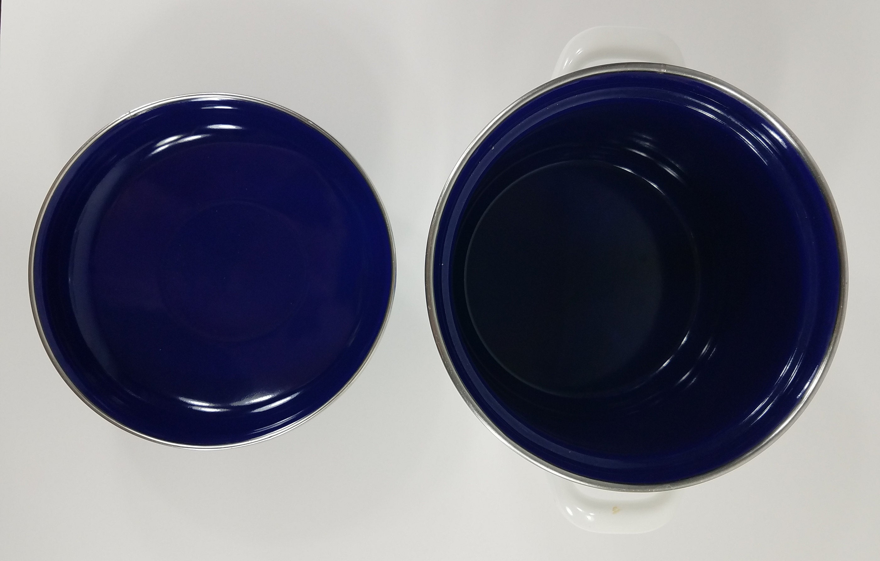 RARE Geithainer Blue White Small Enamel Cookware Pot With Lid Made in ...