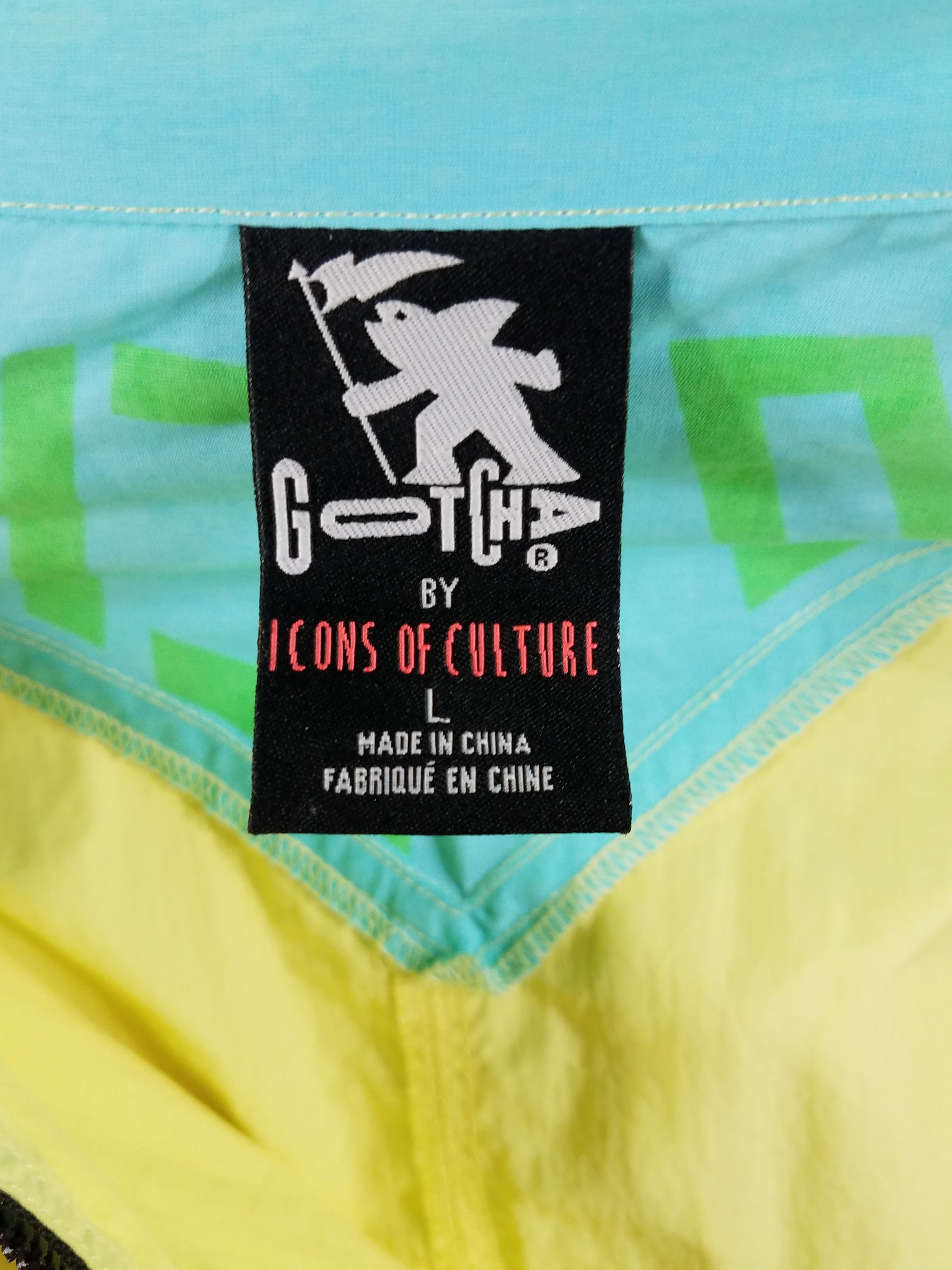 Vintage Gotcha Neon Yellow 1/4 Zip Pullover Nylon Windbreaker | Etsy