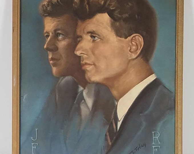 JFK & RFK Kennedy Brothers 1968 United by Alton Tobey Framed 12"x15 ...