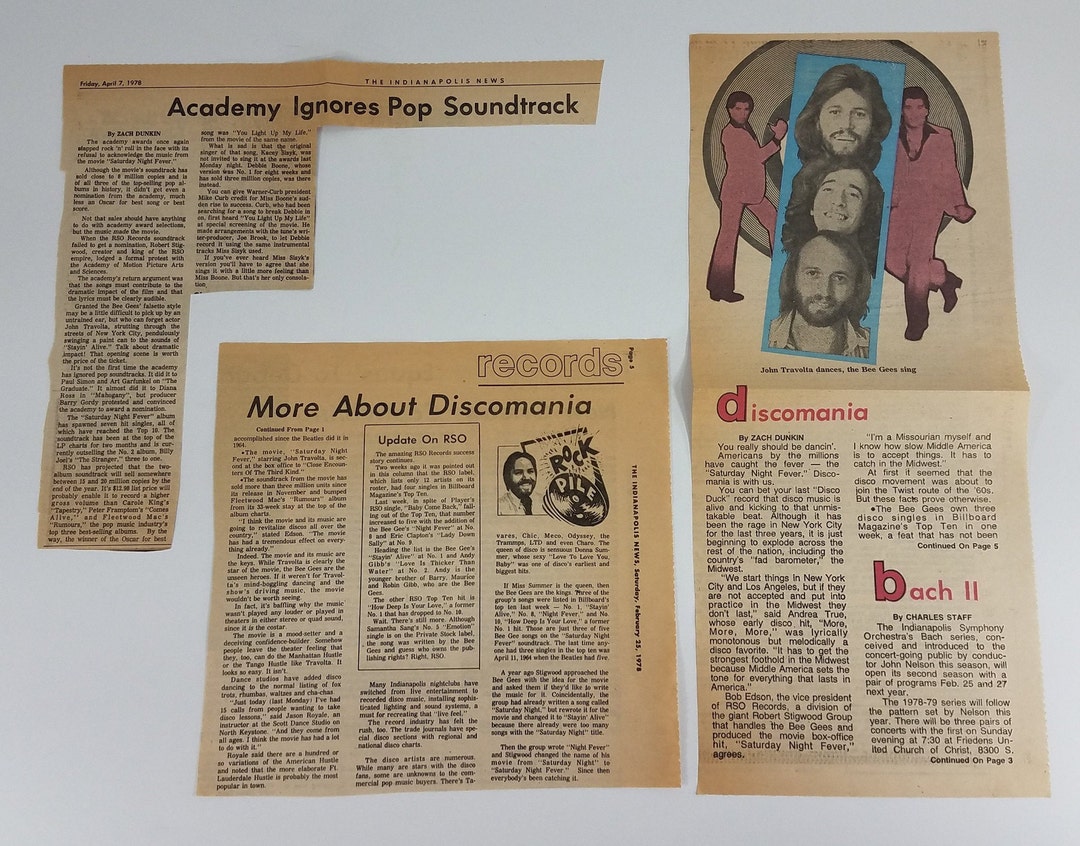 3 Bee Gees Discomania Indianapolis News Newspaper Articles Clippings ...