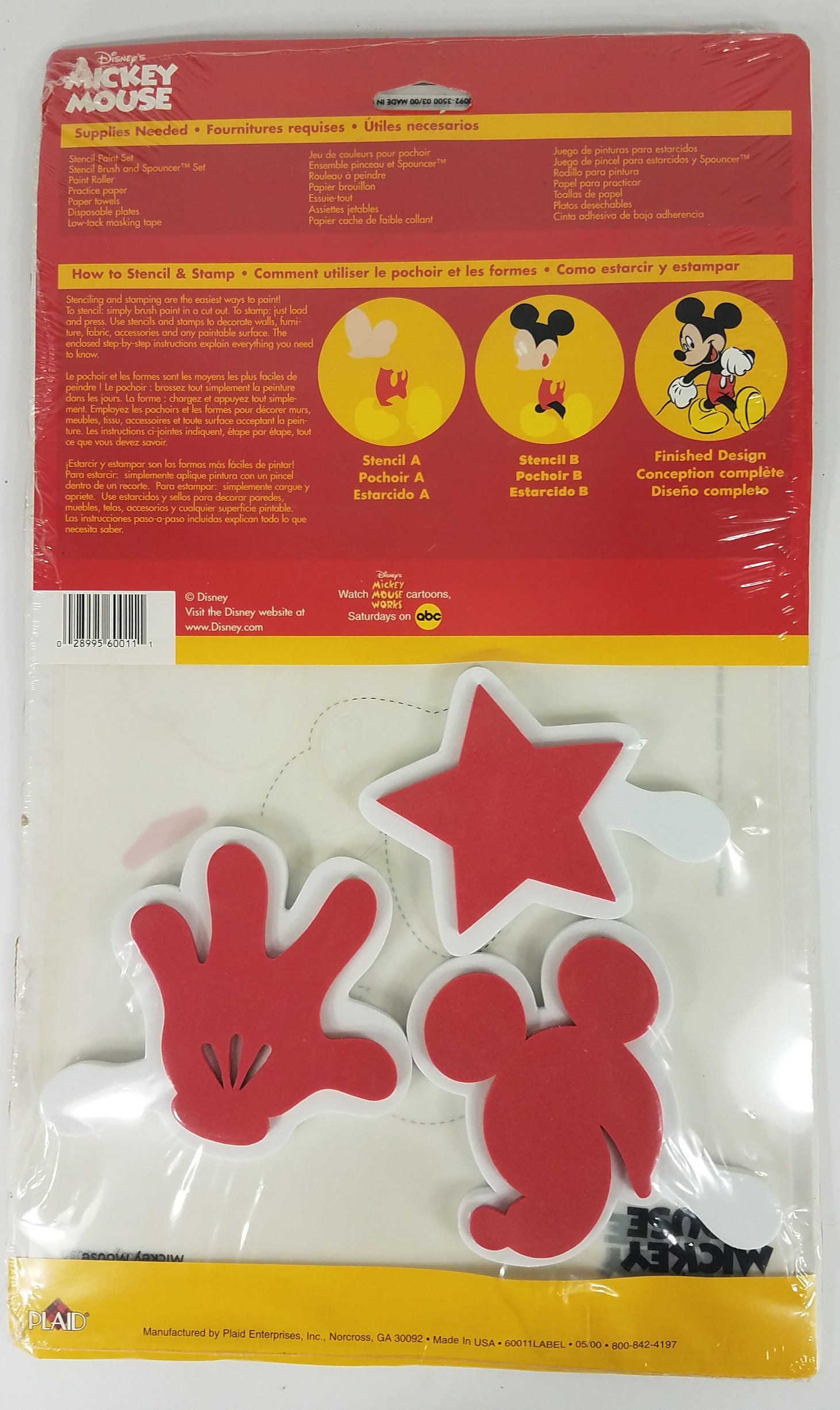 NIP Plaid Disney Mickey Mouse Stencil & Stamp Crafts Decor Set 2000 - Etsy