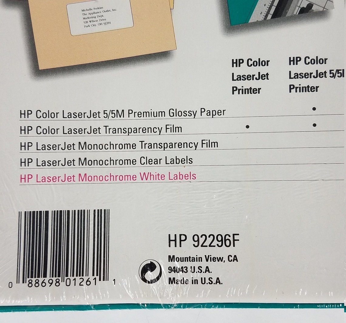 NIP HP Laser Jet White Blank Inkjet Address Labels HP92296F - Etsy