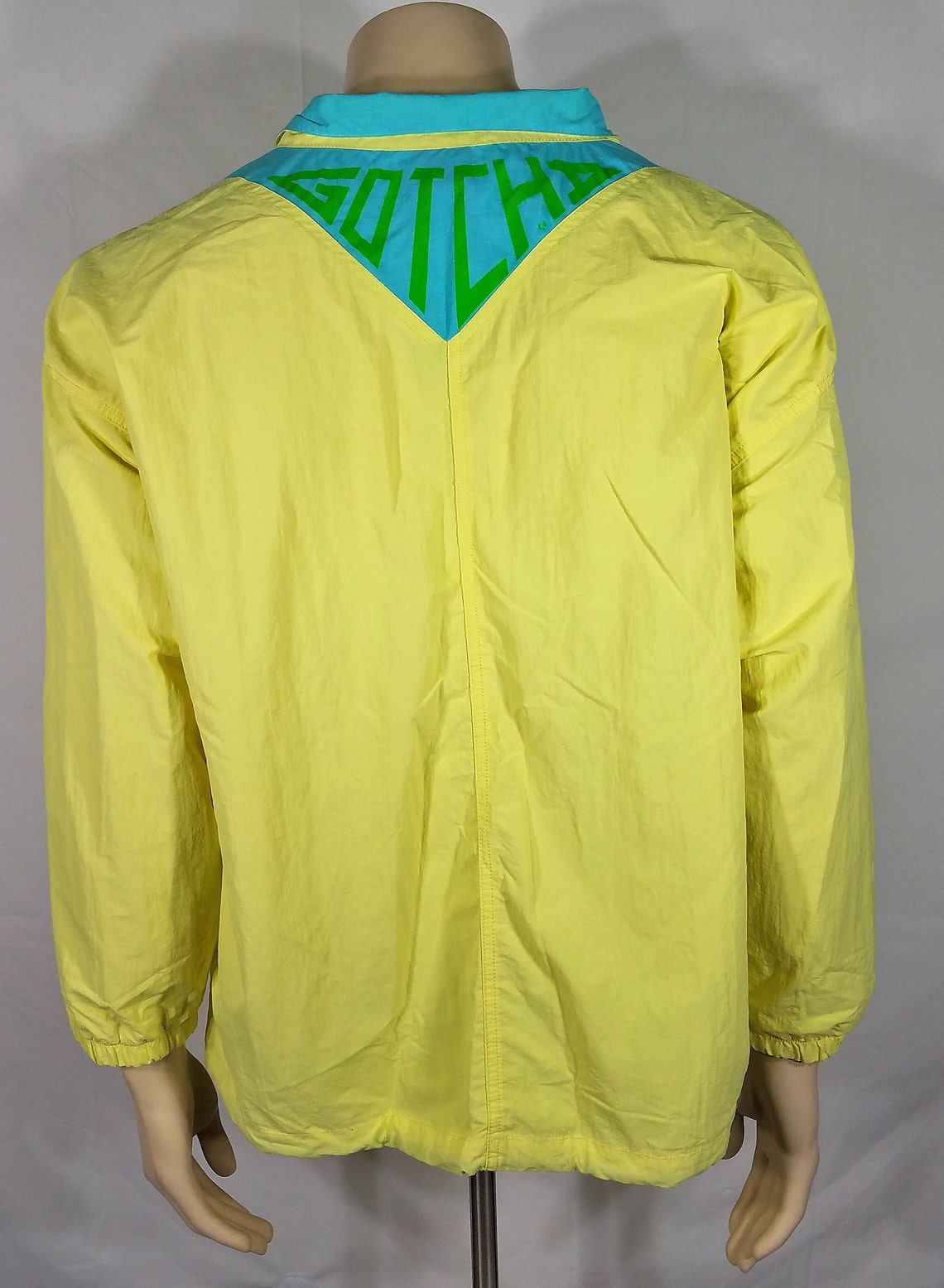 Vintage Gotcha Neon Yellow 1/4 Zip Pullover Nylon Windbreaker | Etsy