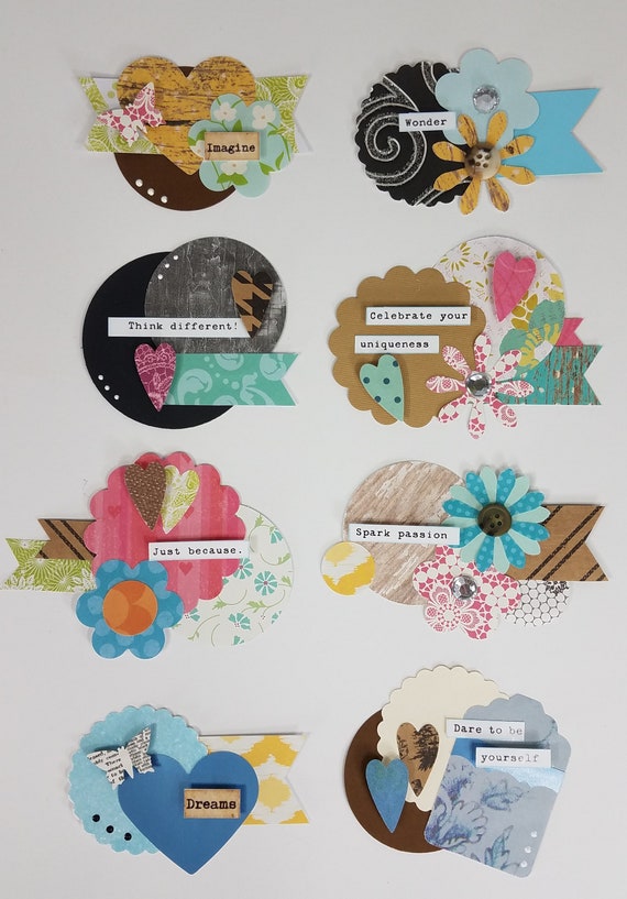 NEW Set of 8 Handmade 3D Scrapbook Embellishments Lot A Etsy