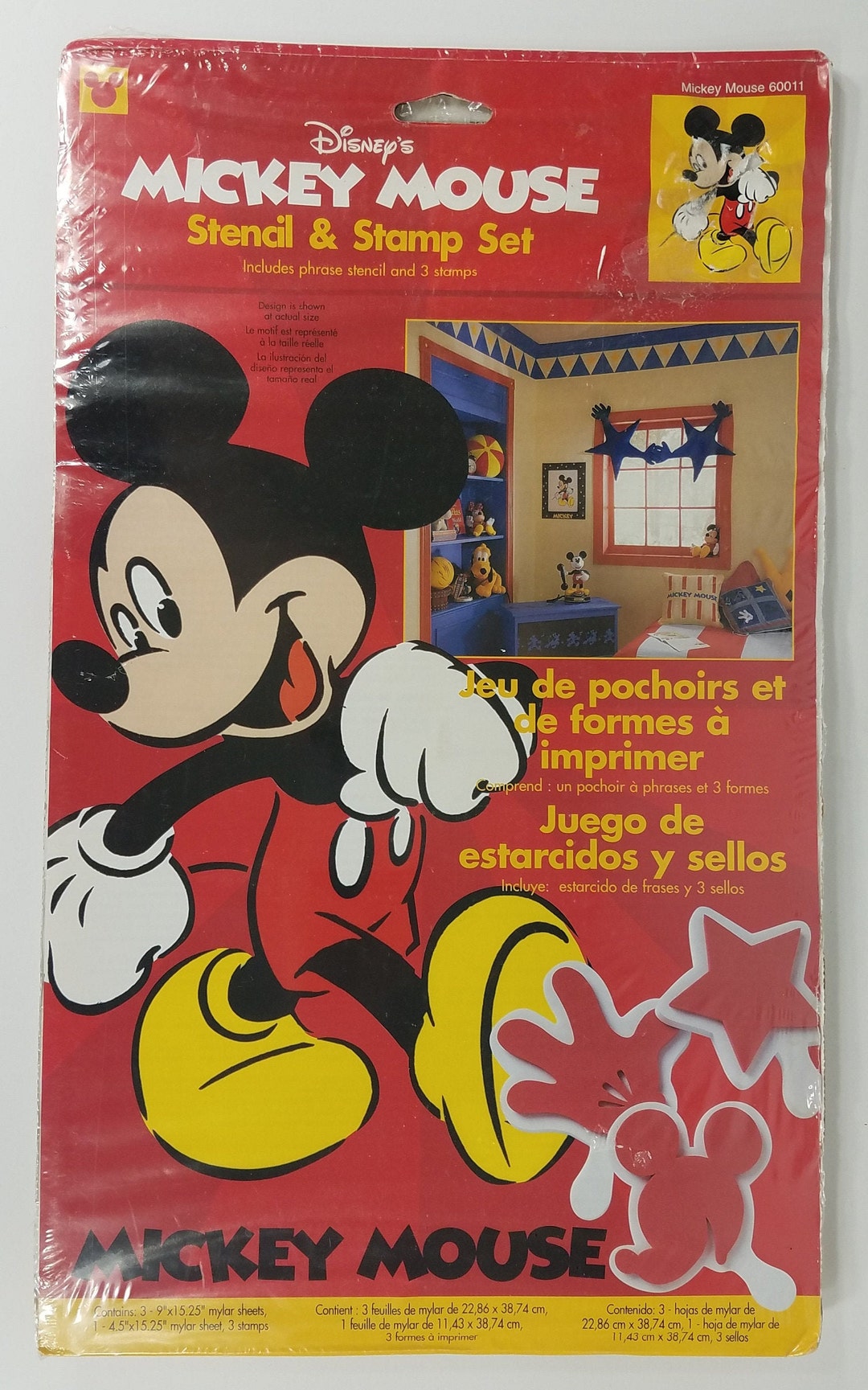 NIP Plaid Disney Mickey Mouse Stencil & Stamp Crafts Decor Set 2000 - Etsy