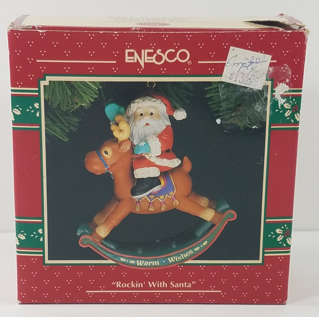 Enesco Treasury Rockin With Santa 1993 Holiday Christmas Tree Ornament ...