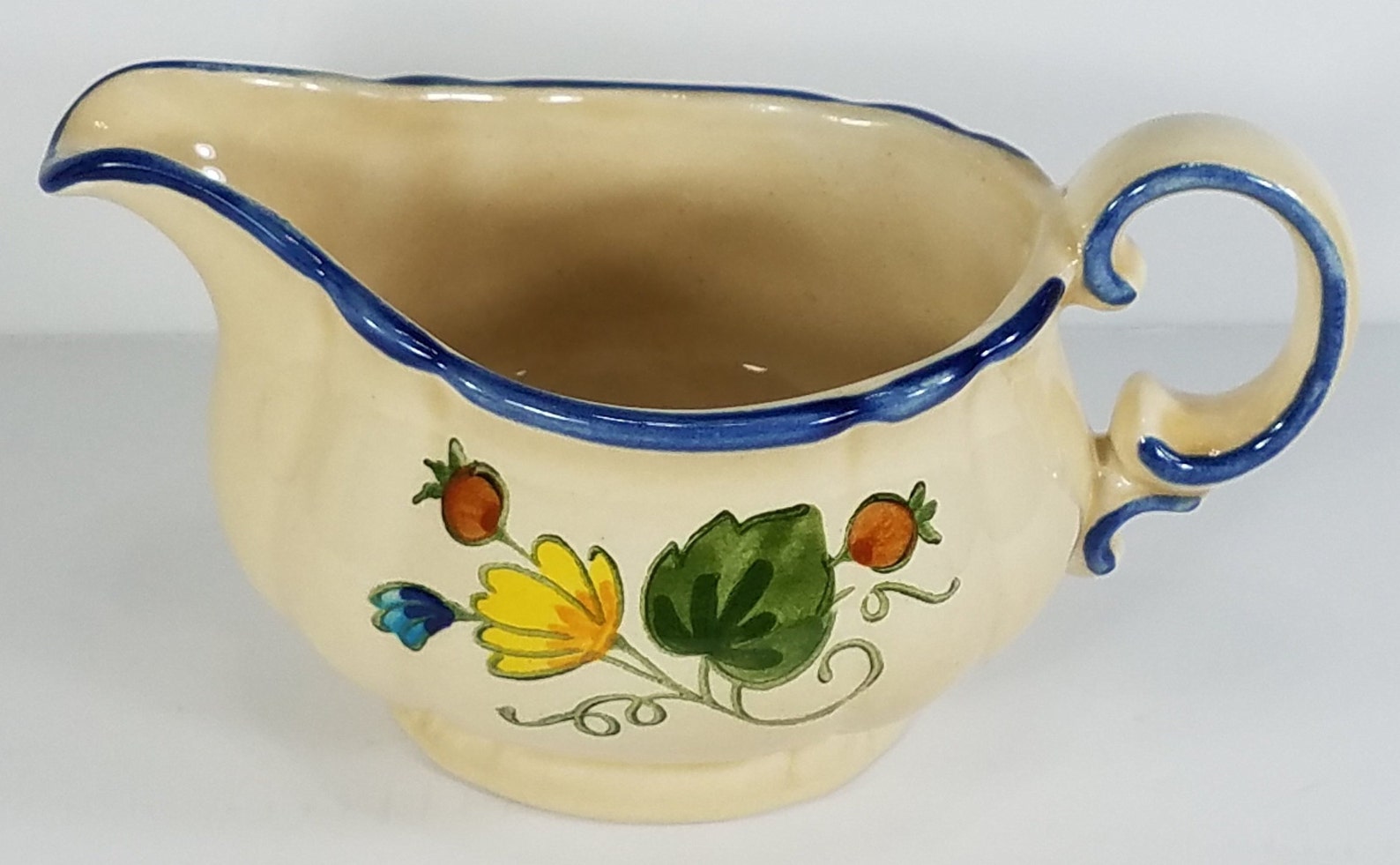 Vernon Ware by Metiox Beige Blue Gigi Floral 6 in Ceramic Gravy Boat ...