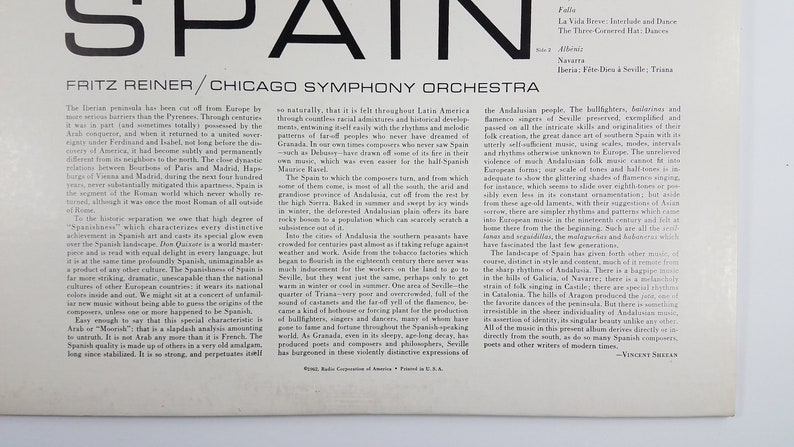 Spain Reiner Chicago Symphony Orchestra RCA Victor Vinyl - Etsy