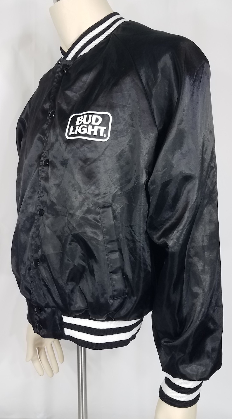 Black Bud Light Lady Luck Pin up Girl Snap Button Bomber Jacket Medium ...