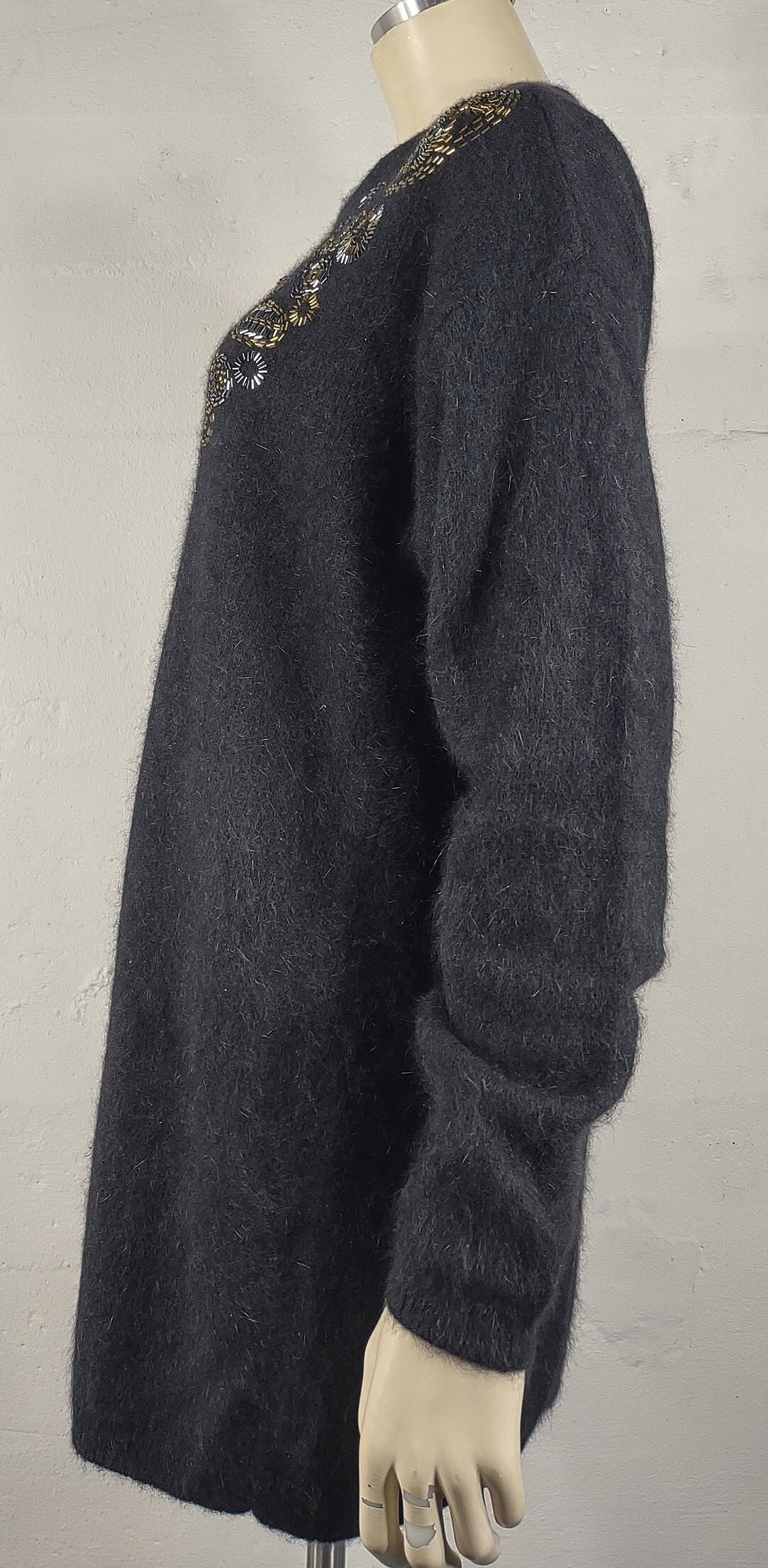NWT Vintage Rafaella angora negra lambswool mezcla suéter túnica de ...