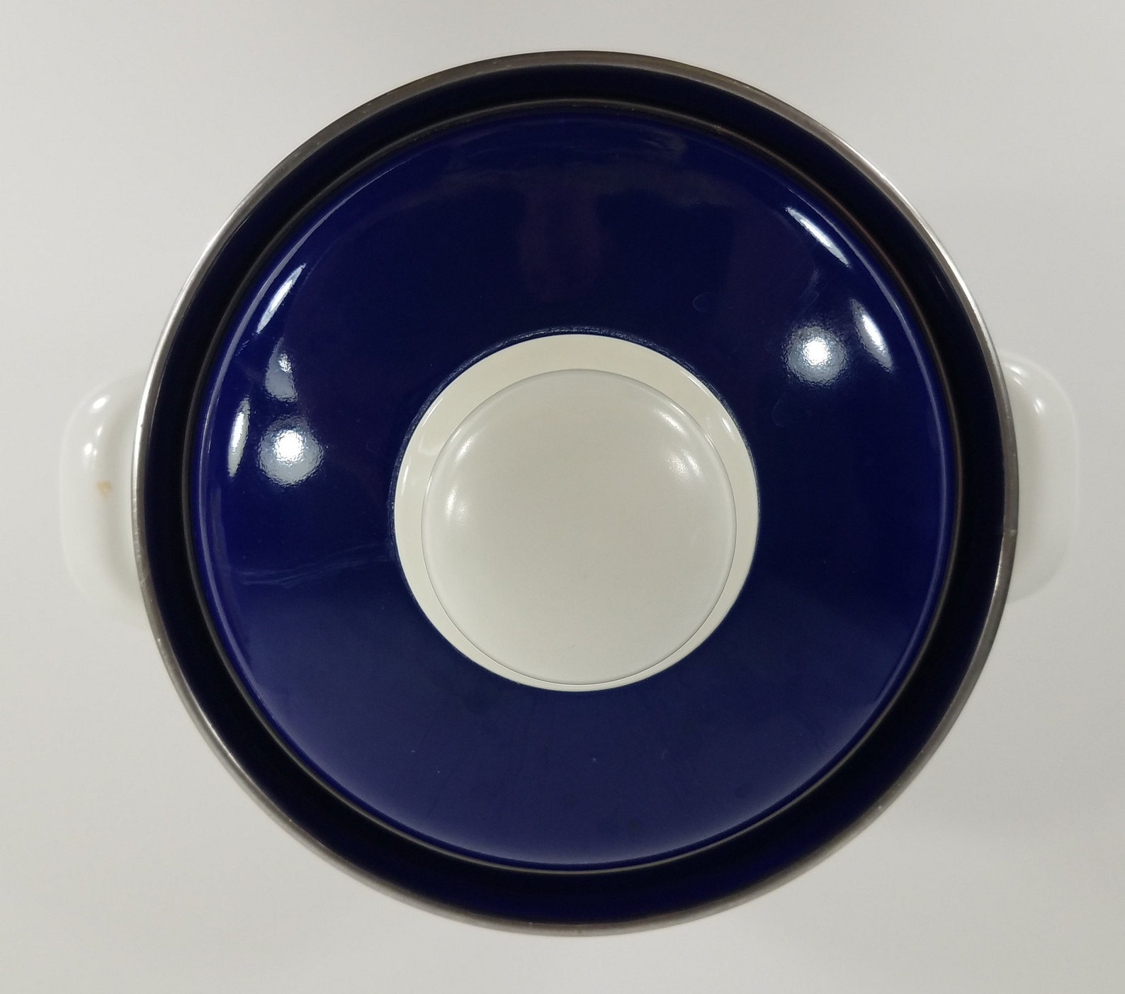 RARE Geithainer Blue White Small Enamel Cookware Pot With Lid Made in ...