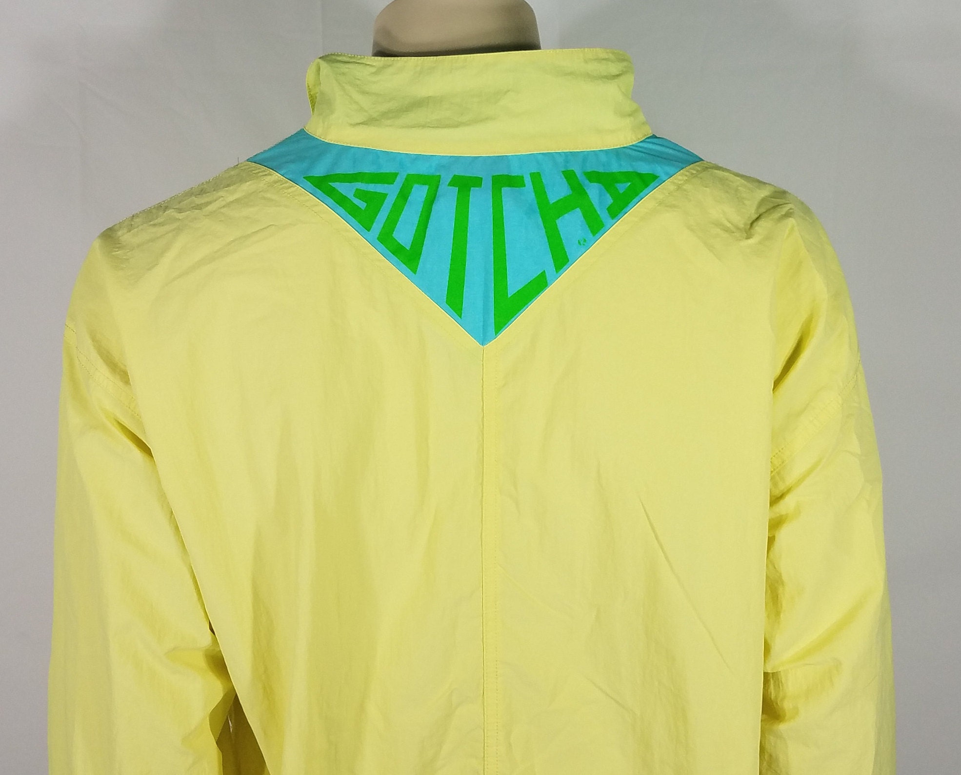 Vintage Gotcha Neon Yellow 1/4 Zip Pullover Nylon Windbreaker | Etsy