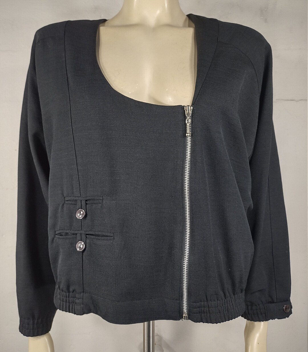 The Greenbrier Sam Snead Collection Black Zip Front Jacket Blouse ...