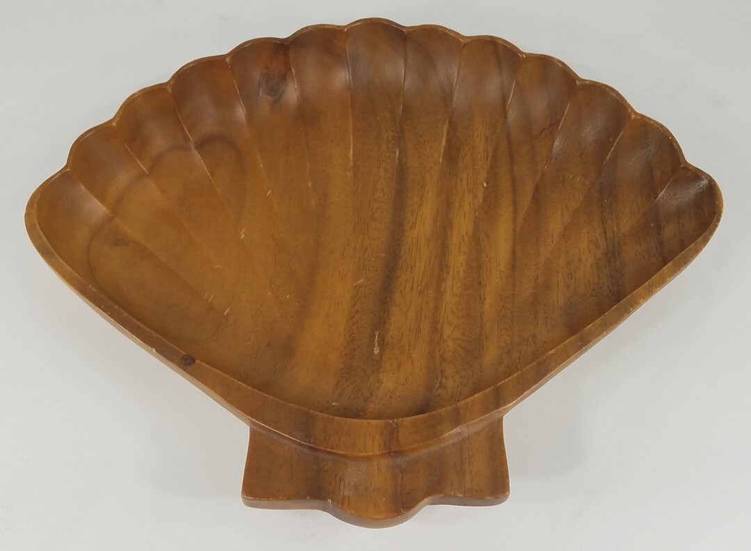 Monkey-pod Seashell Hand Carved Natural Wooden Tray Decorative Platter ...