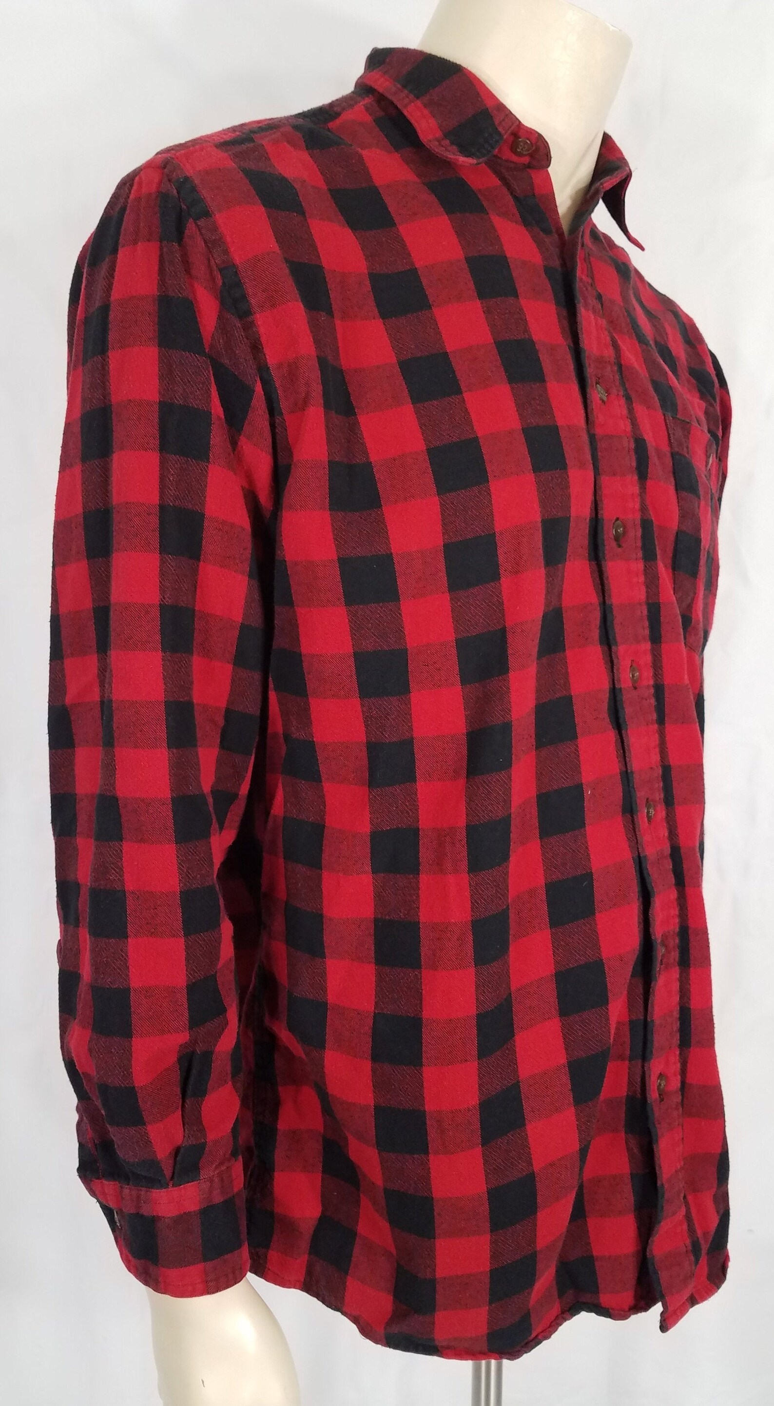 Woolrich Red Black Buffalo Plaid Flannel Long Sleeve Button Up Etsy