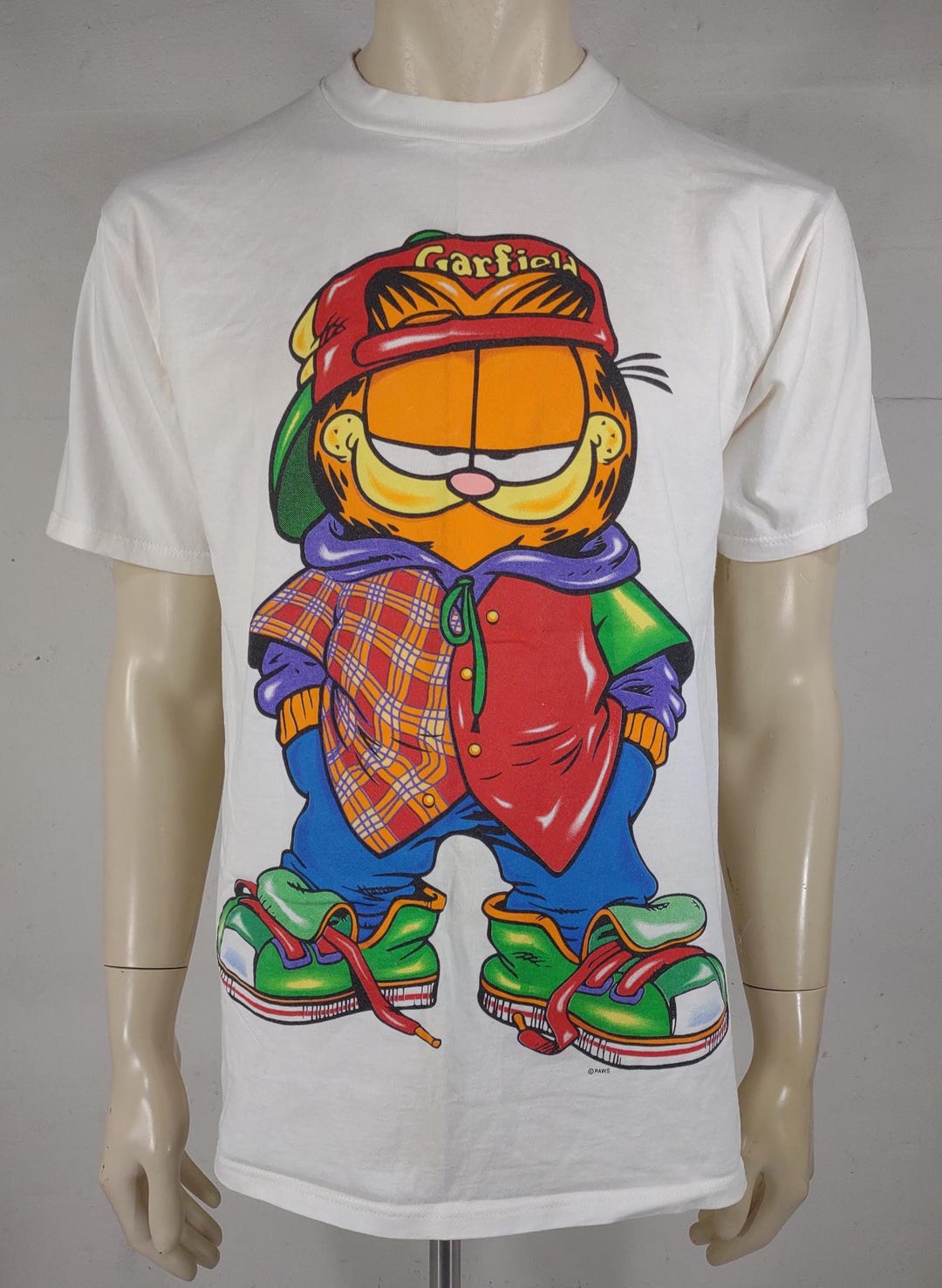 Velva-sheen Garfield Front and Back View White Short Sleeve T-shirt ...