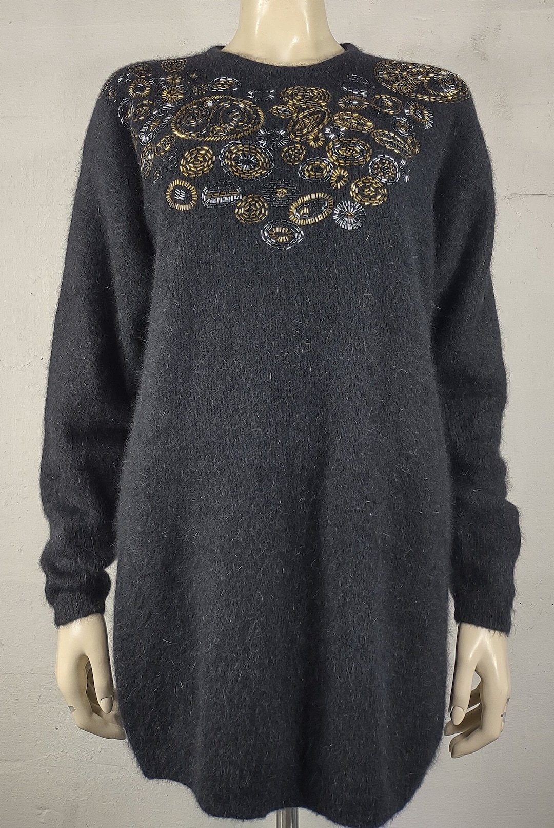 NWT Vintage Rafaella angora negra lambswool mezcla suéter túnica de ...