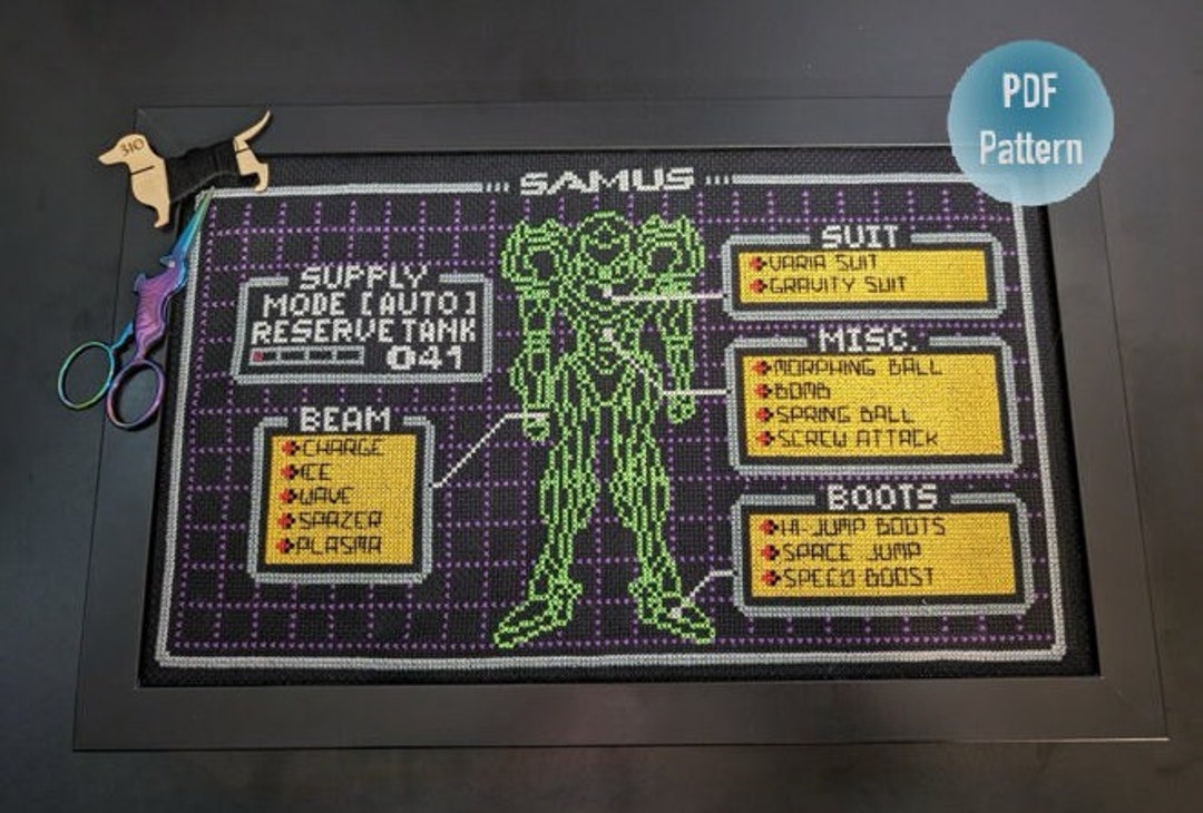 Samus Super Metroid Item Screen Cross Stitch (PATTERN) - Etsy