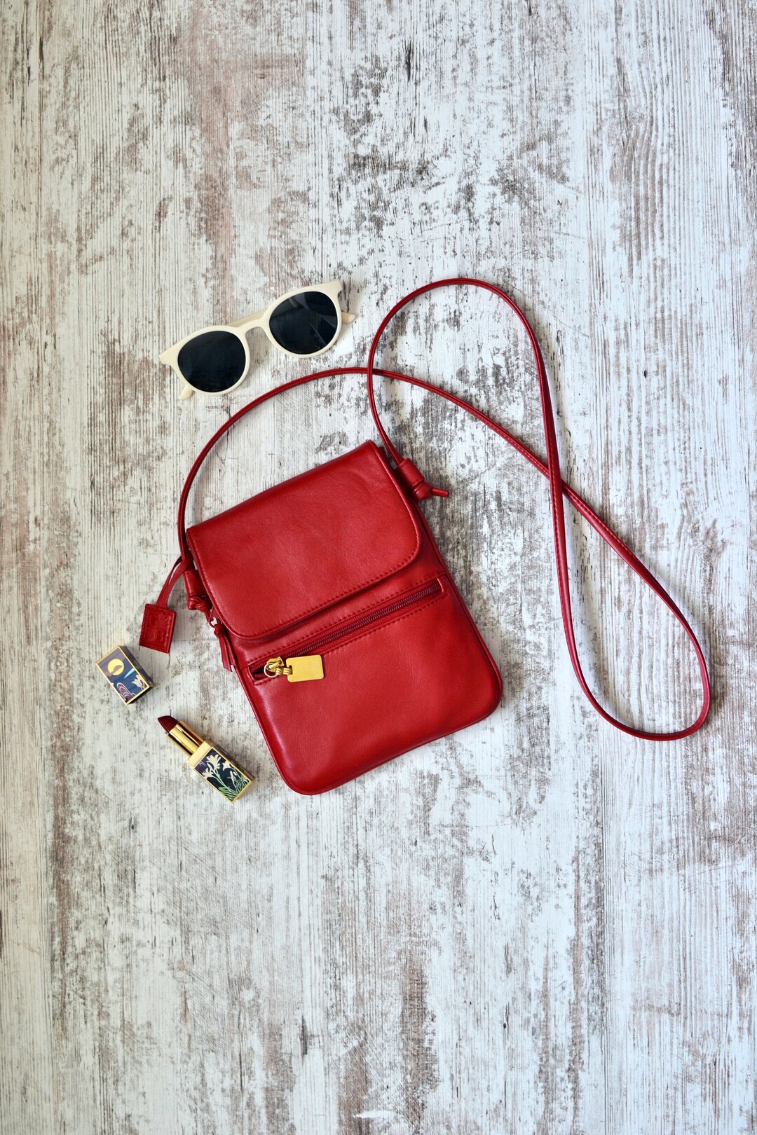Giani Bernini Red Leather Rectangular Mini Crossbody Purse . 80s ...