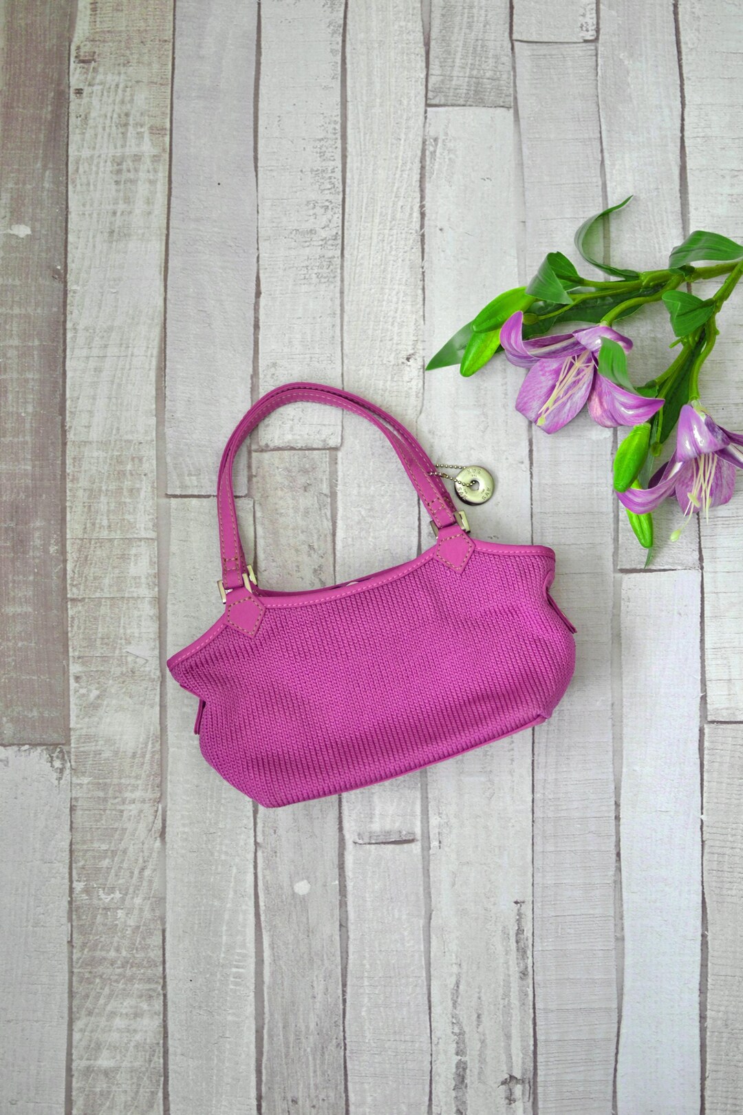 The Sak Orchid Pink Woven Mini Baguette Purse With Silver Hardware ...